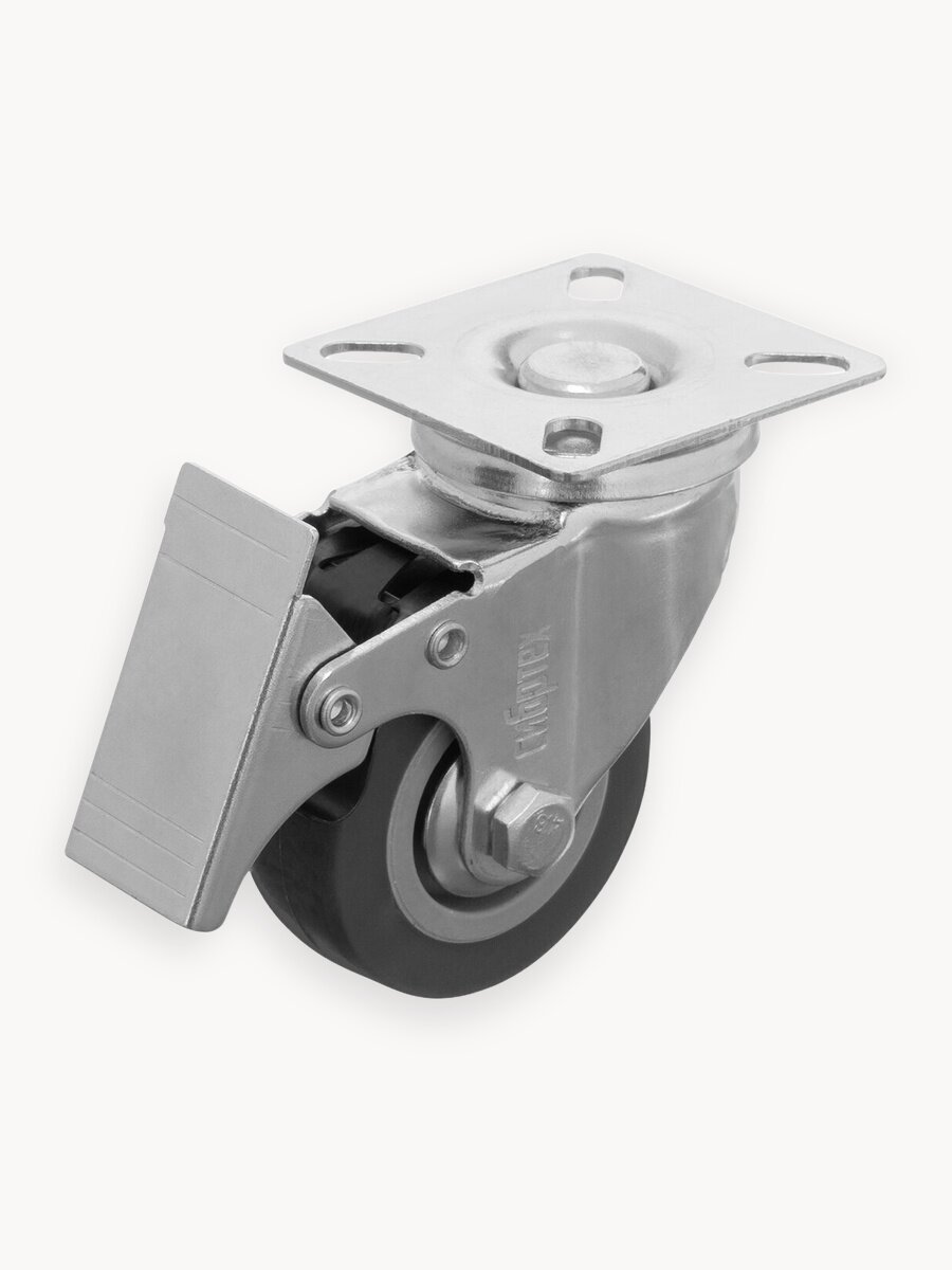 Колесо поворотное с тормозом Сибртех диаметр 50 мм, крепление  платформенное 68719