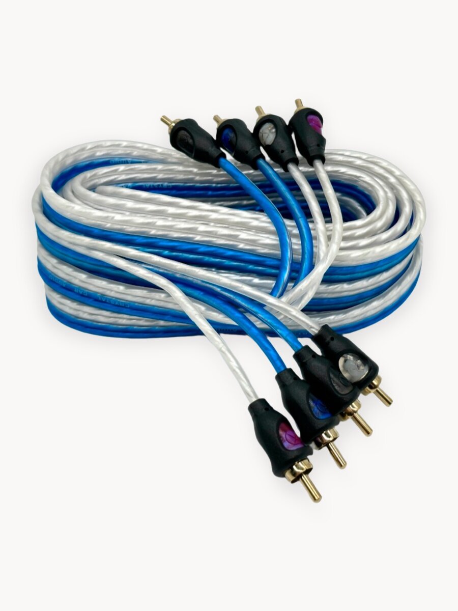 Кабель межблочный 4RCA, Crystal Car Audio, автозвук, провода для сабвуфера