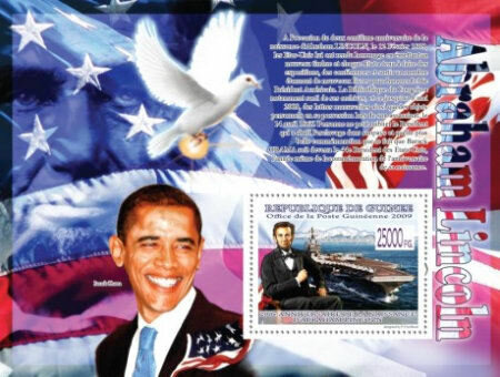 Почтовые марки Гвинея 2009г. "Президент США - Авраам Линкольн" Президенты MNH