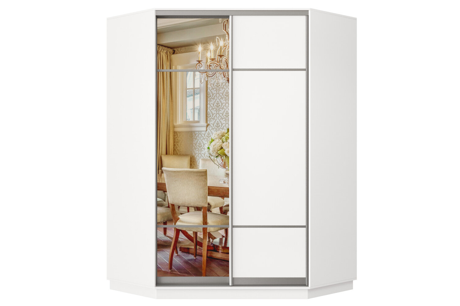 Шкаф-купе 2-дверный Hoff Практик 71 угловой, 110х220х110 см, белый, с зеркалом