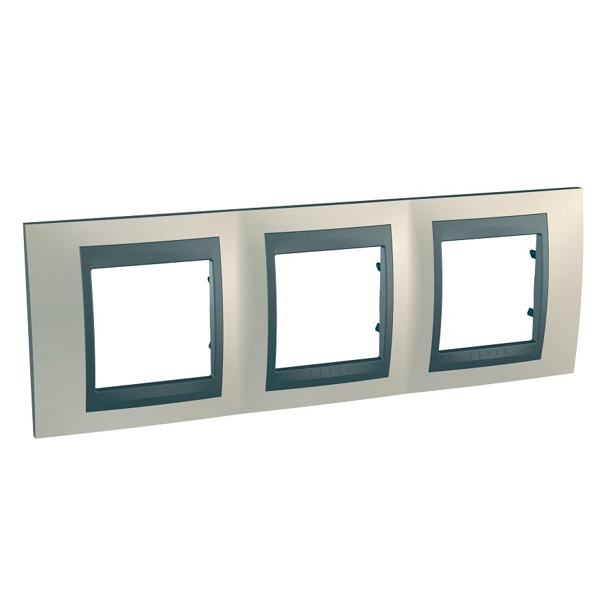 Schneider Electric Рамка Schneider Electric Unica 3 поста горизонтальная. Опал+графит