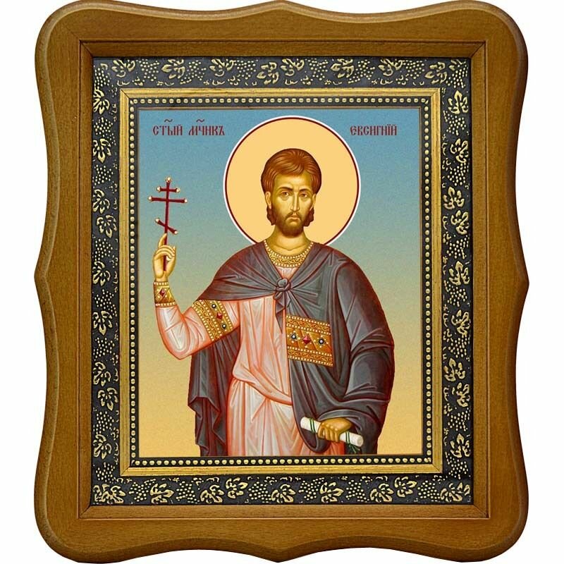 Евсигний Антиохийский святой мученик. Икона на холсте. (17 х 21 см / В деревянном киоте под стеклом).