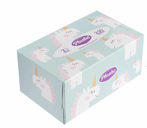Бумажные салфетки Plushe в коробке, 230 штук мягких салфеток в упаковке, 2 слойные