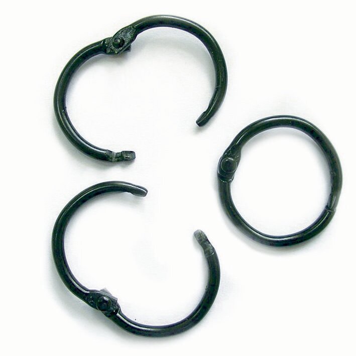 Кольцо разъемное металлическое 14 мм черное (10 шт)