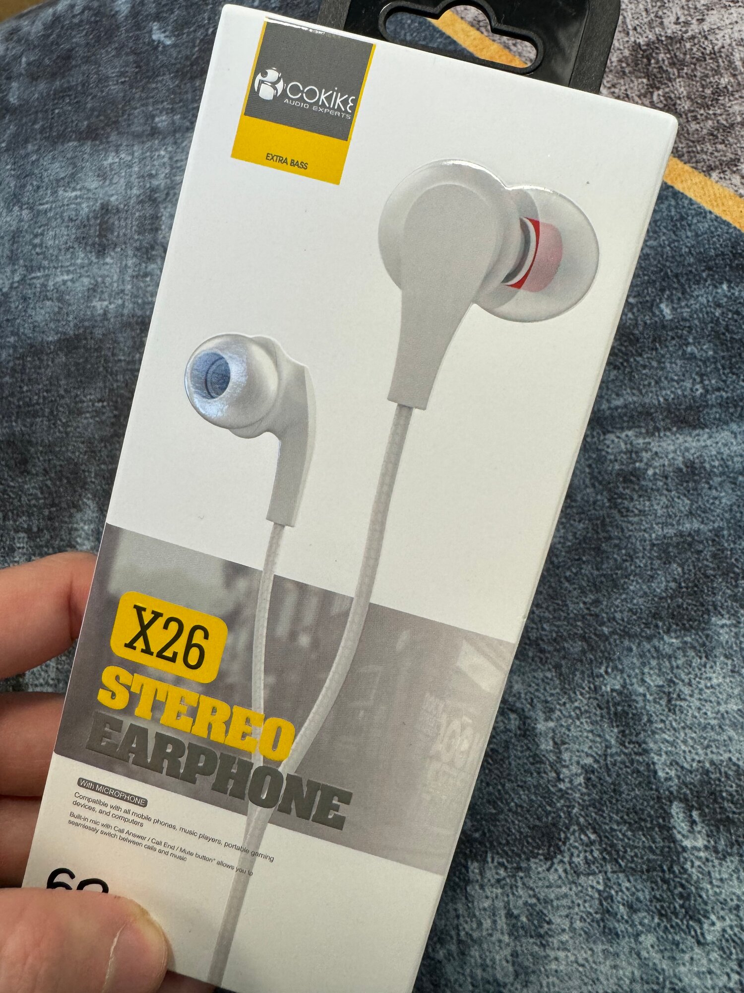 Проводные наушники капельки с микрофоном Cokike X26 (95 Дцб / 130см / 16 Ом) разъем 3.5мм для старых телефонов, магнитолы, радио, MP3-плеера, VR-оч.