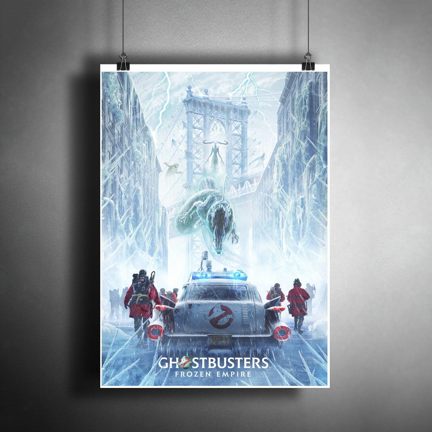 Постер плакат для интерьера "Фильм Охотники за привидениями: Леденящий ужас. Ghostbusters: Frozen Empire" / Декор дома, офиса, комнаты, квартиры, детской A3 (297 x 420 мм)