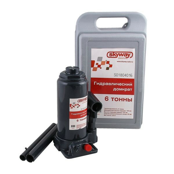Домкрат гидравлический 6 т 195-380 мм кейс Skyway