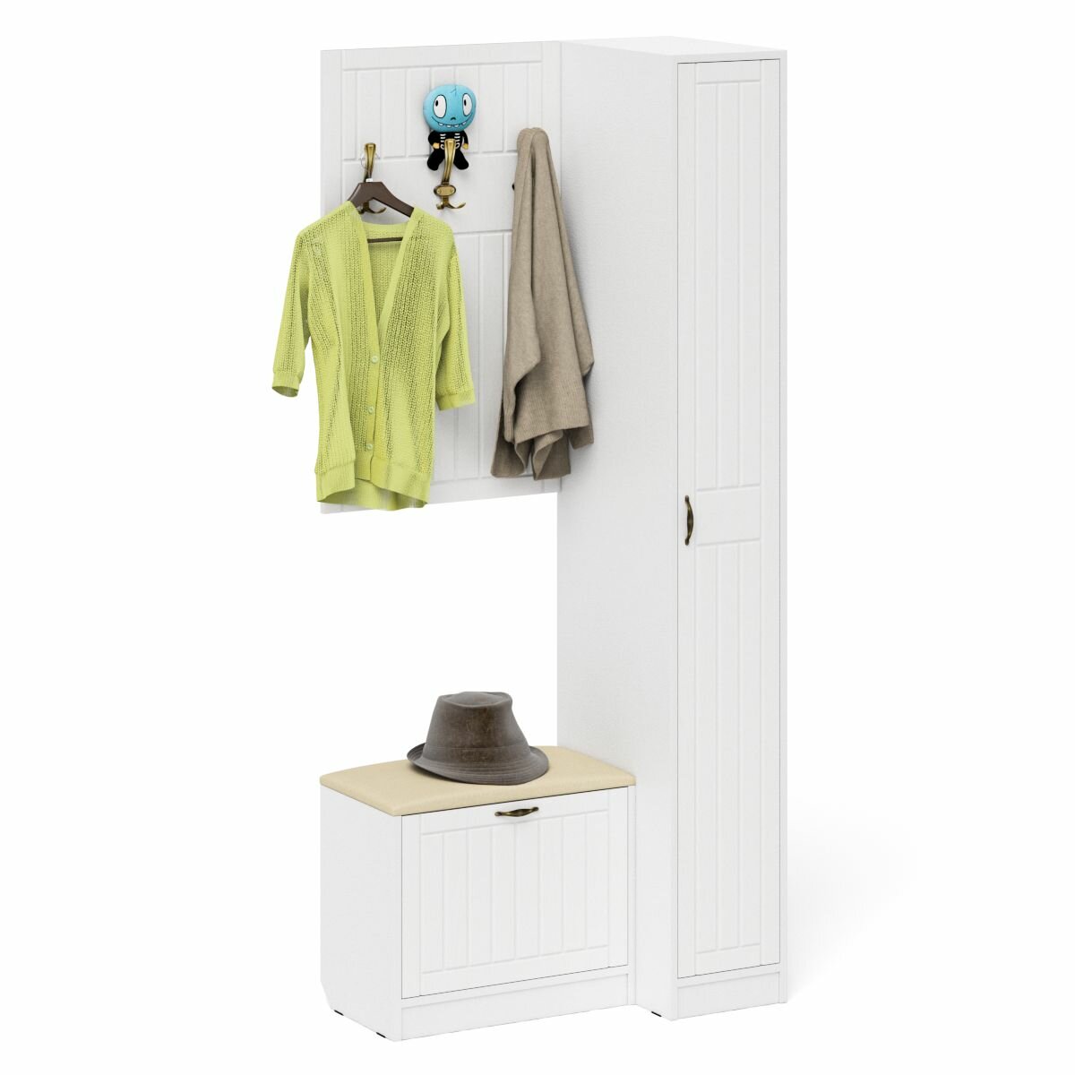 Прихожая Мебельный двор П-6 Компоновка № 41 белая шагрень/белое дерево прованс