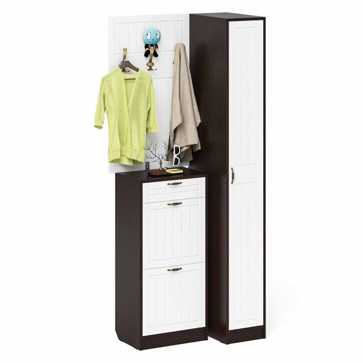 Прихожая Мебельный двор П-6 Компоновка № 44 венге/белое дерево прованс