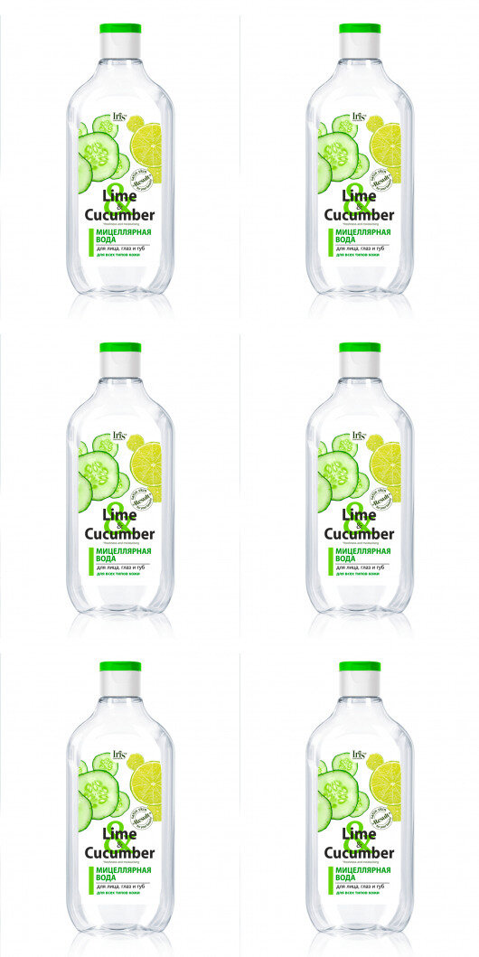Iris мицеллярная вода Lime & Cucumber для лица, глаз, губ для всех типов кожи, 500 мл, 6 шт