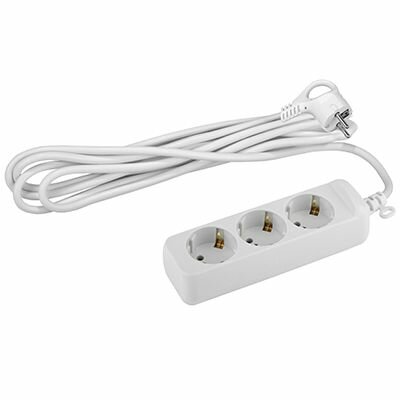 Удлинитель 3-мест 5м ПВС 3*1 белый ЭРА