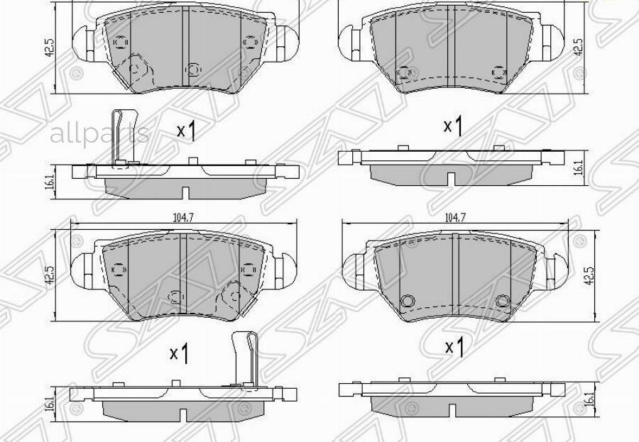 SAT ST-1605093 Колодки тормозные (Сзади) Chevrolet Lacetti 04-13 / Lanos 05-09