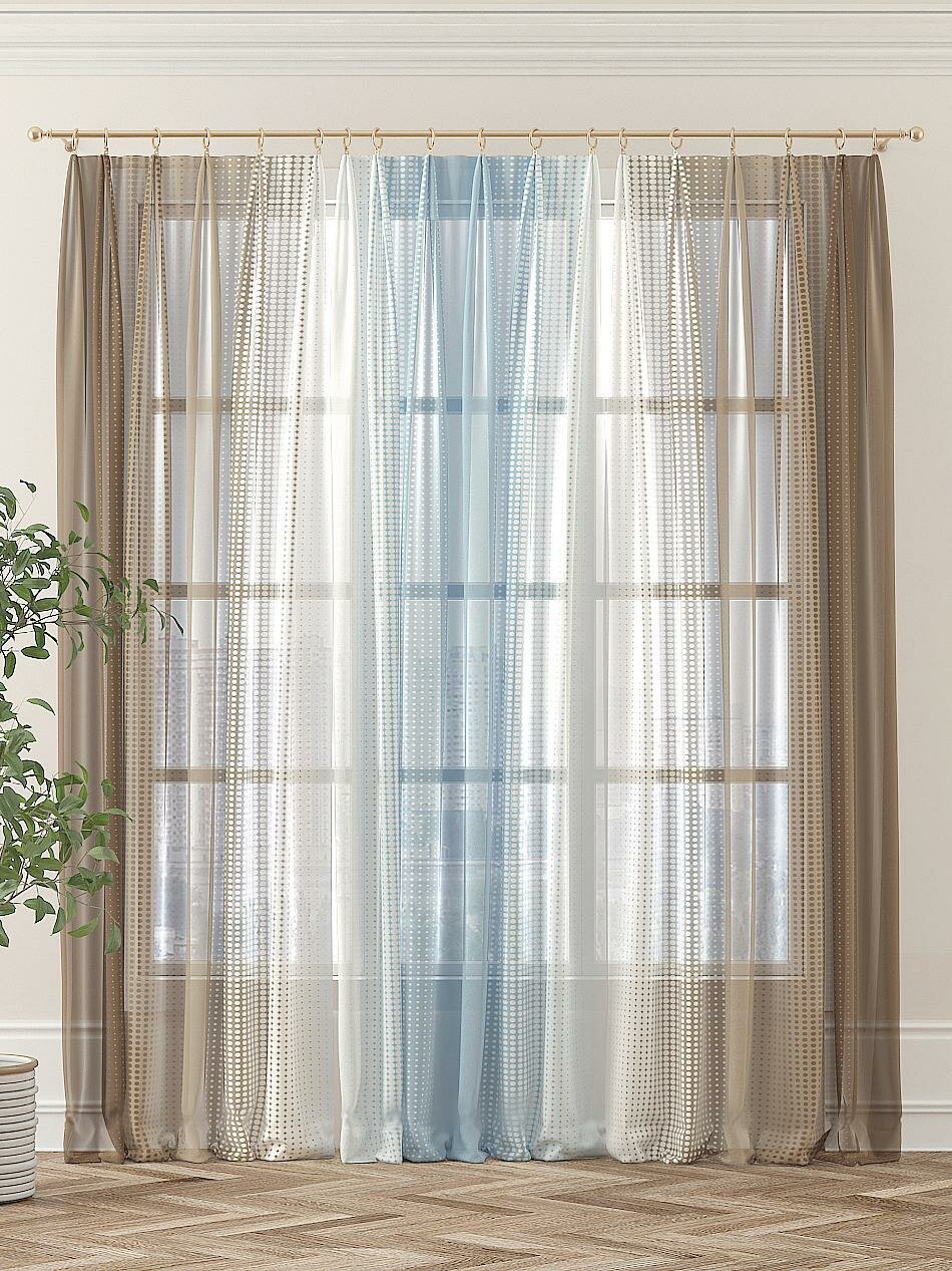 Тюль AT HOME Битрин (капучино) высота 280 см, ширина 450 см, крепление - шторная лента, Бежевый