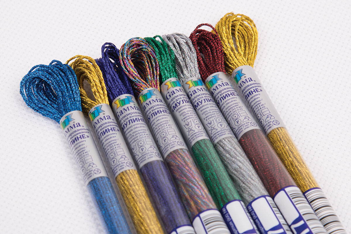 Gamma мулине NM металлик 100% полиэстер вышивальные нити длиной 8 м декоративной вышивки цвет М-42 черный