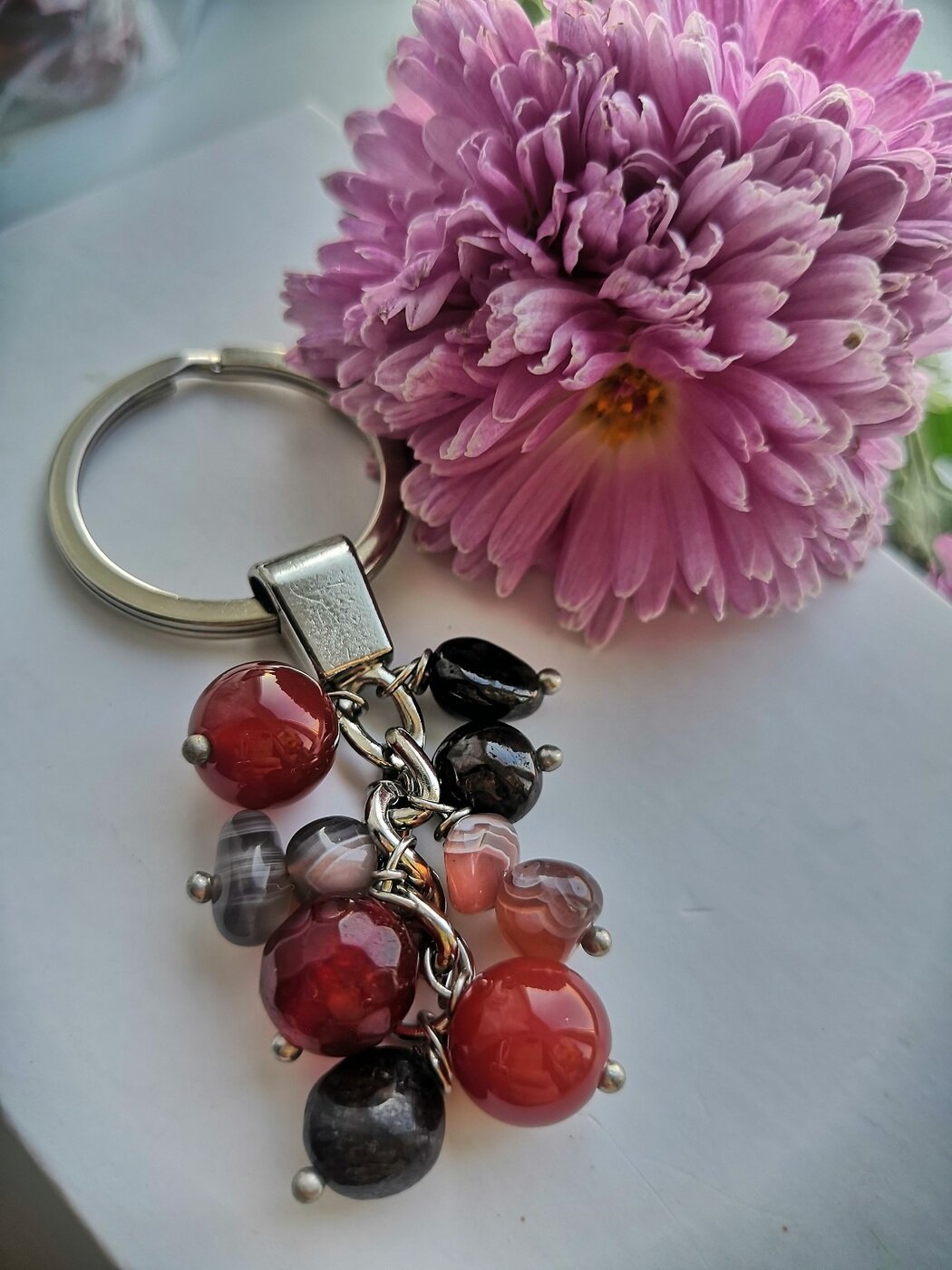 Брелок Сердолик из натуральных камней : сердолик, агат, гранат