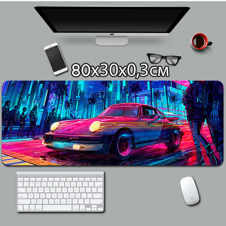 Коврик для мыши в стиле Киберпанк, №056 80x30x0.3см