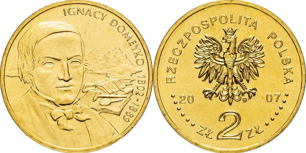 Польша 2 злотых, 2007 Польские путешественники - Игнацы Домейко (1802-1889)