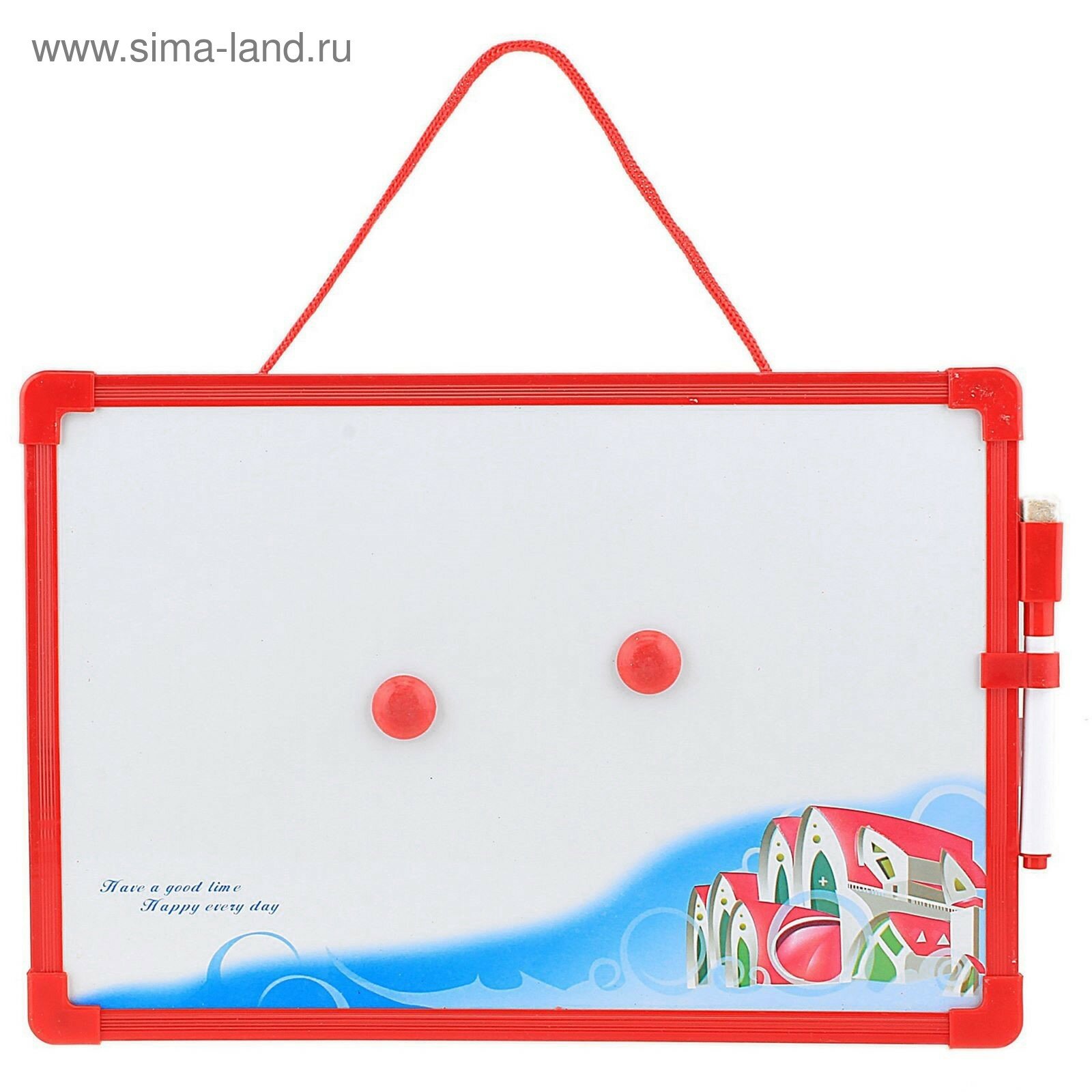 Доска магнитная, маркер и 2 магнита в комплекте, цвета микс, размер 20 x 30 см