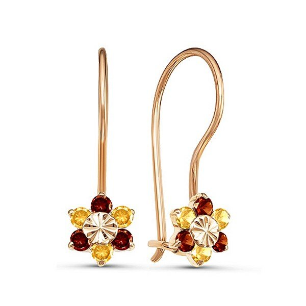 Серьги, красное золото, 585 проба, фианит