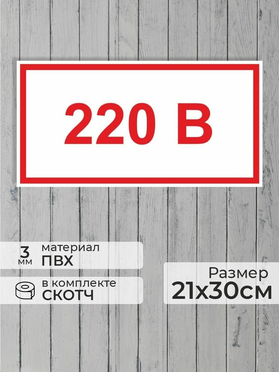 Табличка "Указатель напряжения 220В" А4 (30х21см)