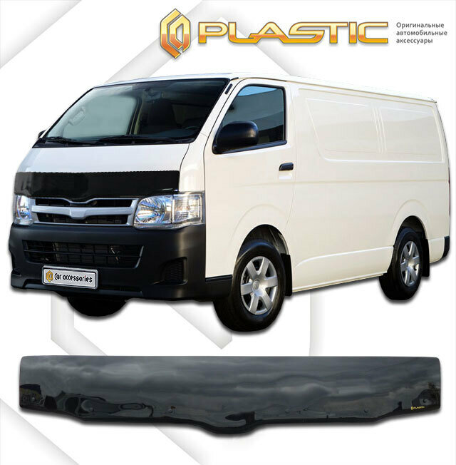 Дефлектор капота для Toyota Hiace Правый Руль 2004 н. в. Черный глянцевый СА Пластик