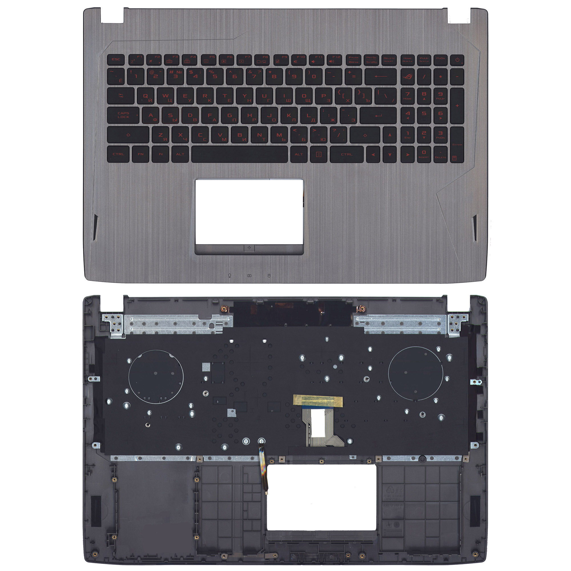 Клавиатура (топ-панель) для ноутбука Asus GL502 черная с серым топкейсом