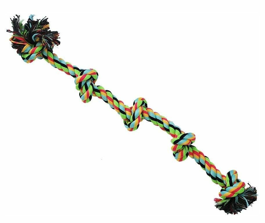 Игрушка N1 Грейфер веревка цветная с с пятью узлами для собак ГР1003, 46см