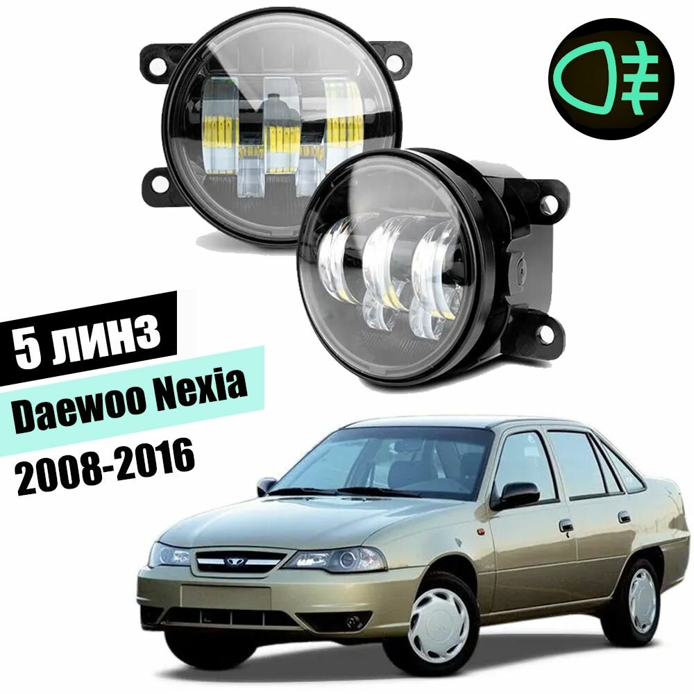 Противотуманные led фары для Daewoo Nexia 2008-2016 светодиодные туманки птф