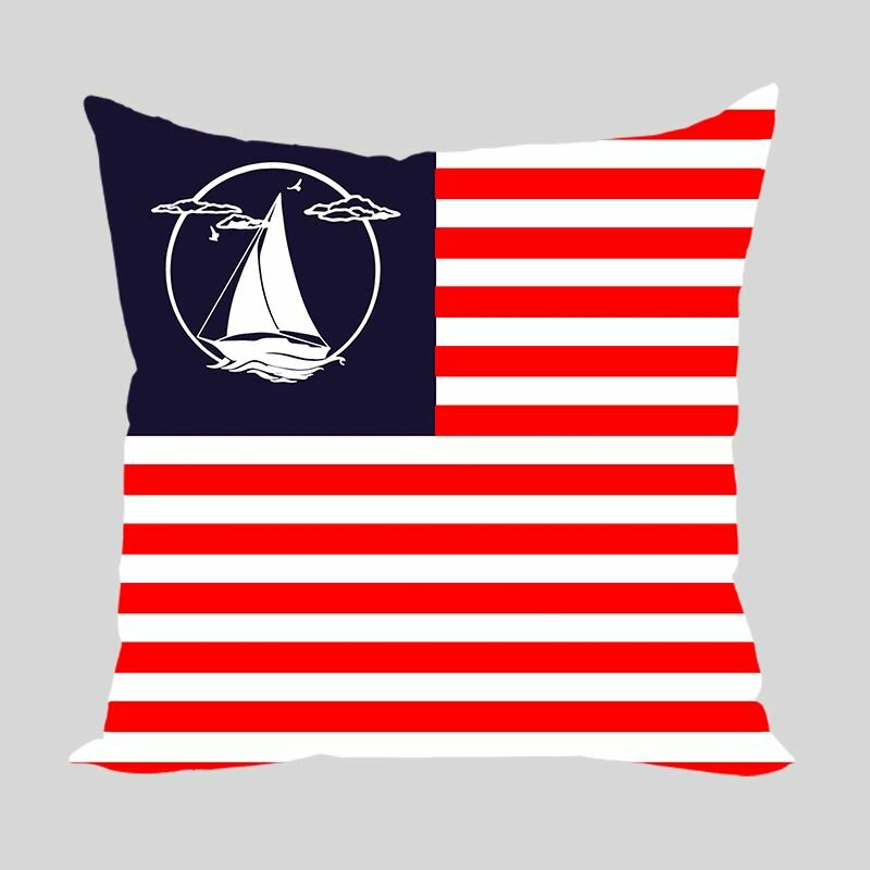 Подушка декоративная Красные полоски, Парус 40х40 велюр