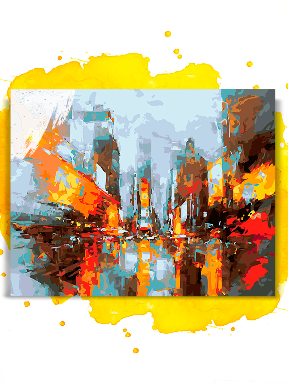 Картина по номерам на холсте Абстракция - Огни ночного города, 40 х 50 см