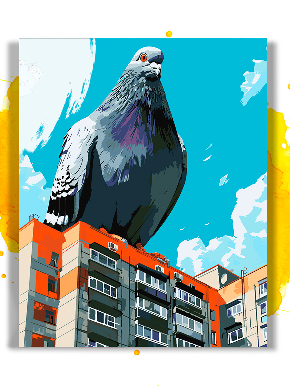 Картина по номерам на холсте Голубь в городе 2, 40 х 50 см