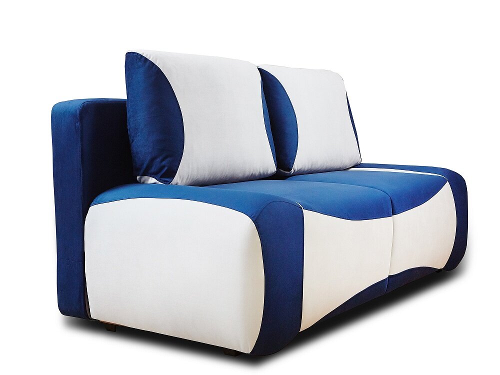 Прямой диван Фламенко Синий Велюр, еврокнижка, 210х80х95 см, с ящиком для белья