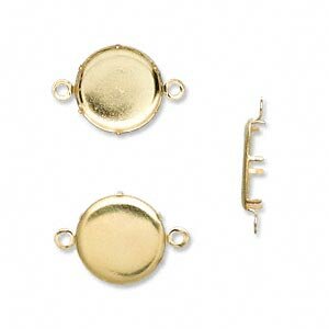 Рамка-коннектор, 16х12мм (внутренний размер 12мм), круглая платформа, базовый материал - латунь, позолоченная, 5 шт.
