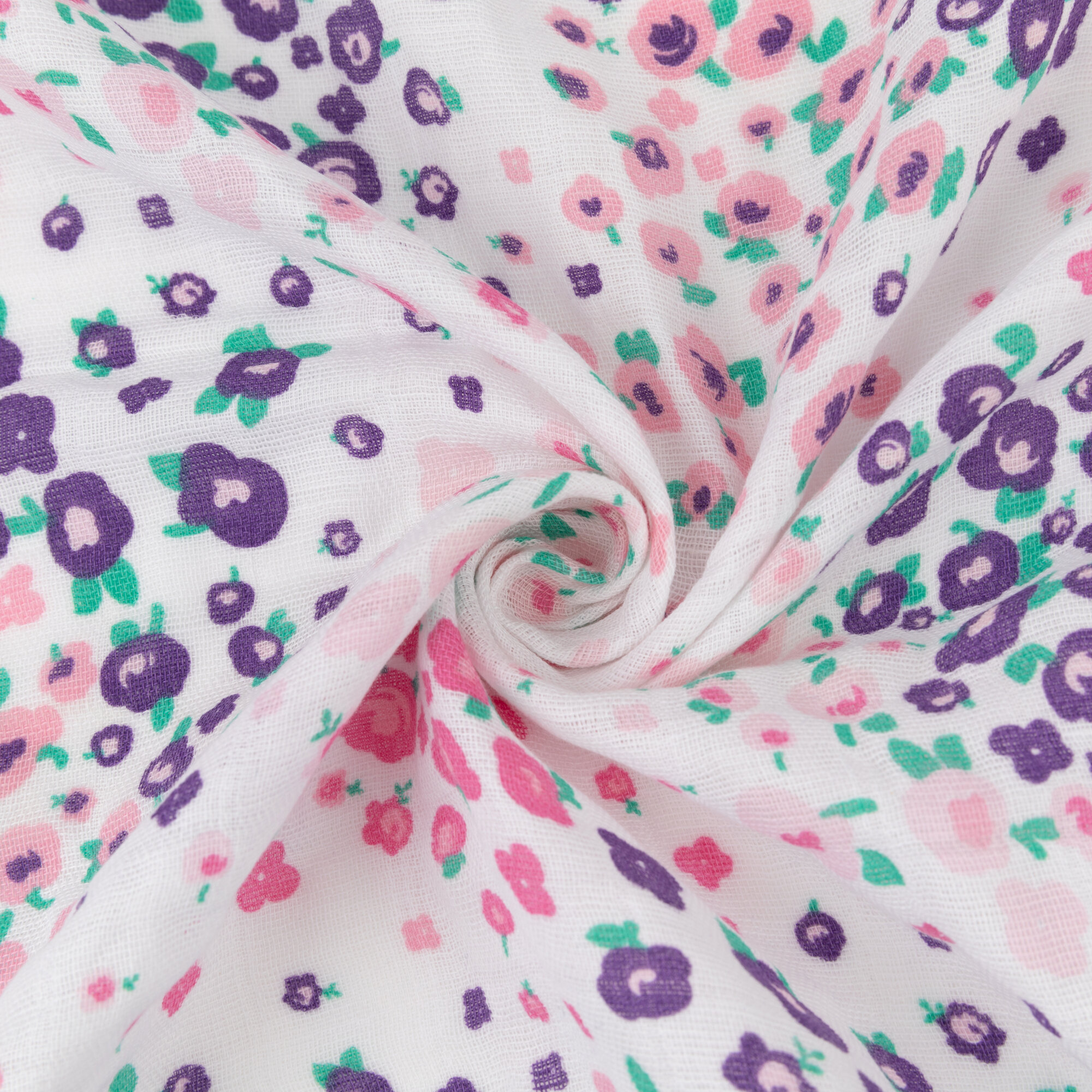 Ткань муслиновая отрез 100x125 см 100% хлопок "PEPPY" EMBRACE, Shannon Fabrics, floral fields fuchsia