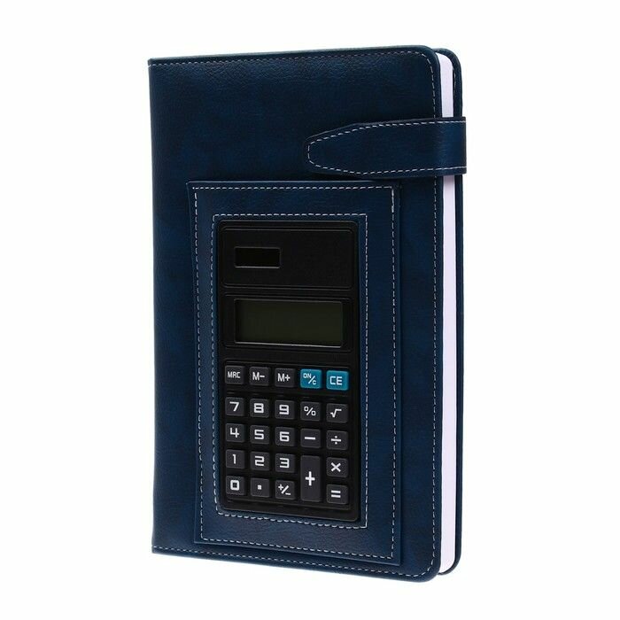 Ежедневник недатированный, обложка ПВХ, А5, 140 листов в клетку, с лястиком, с калькулятором,