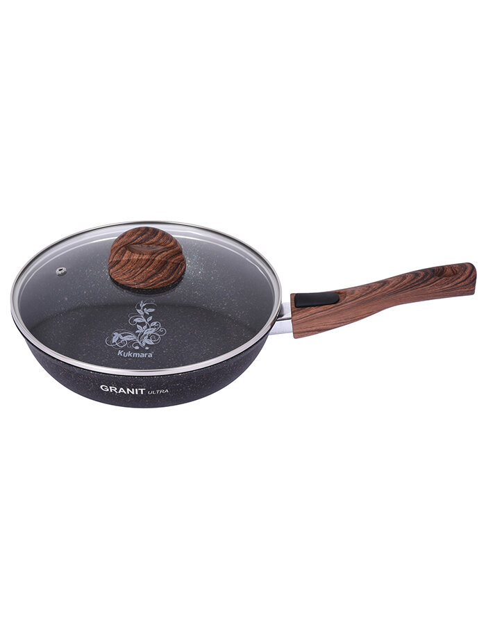 Сковорода с крышкой и съемной ручкой Kukmara Granit ultra, алюминиевая, 26 см