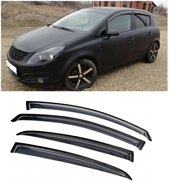 Ветровики, 4шт, Opel Corsa хетчбэк 5-дв. 2007-2015 (Опель Корса)
