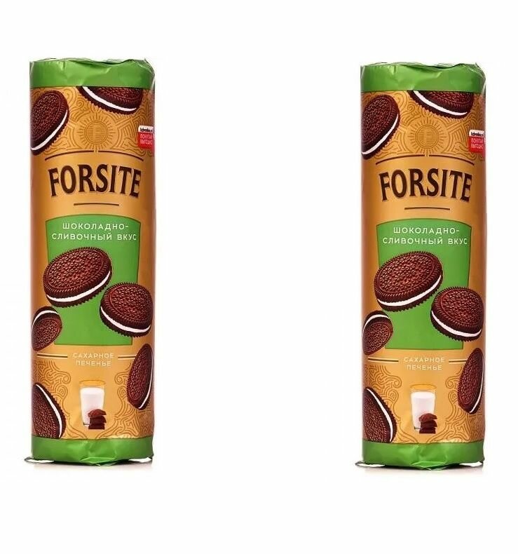 Яшкино Печенье сахарное FORSITE "Сэндвич с шоколадно сливочным вкусом" 220 г/уп, 2 уп