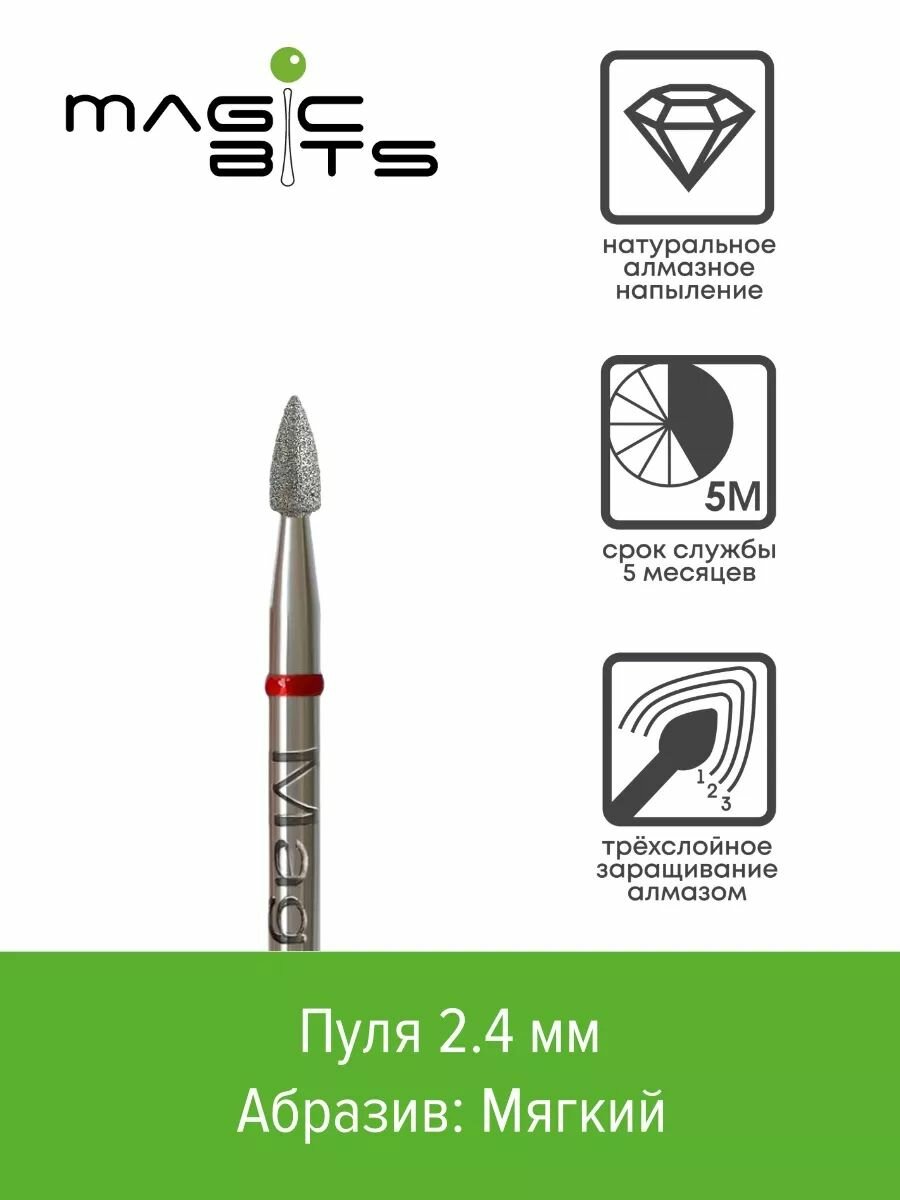 Фреза алмазная пуля 2,4 мм