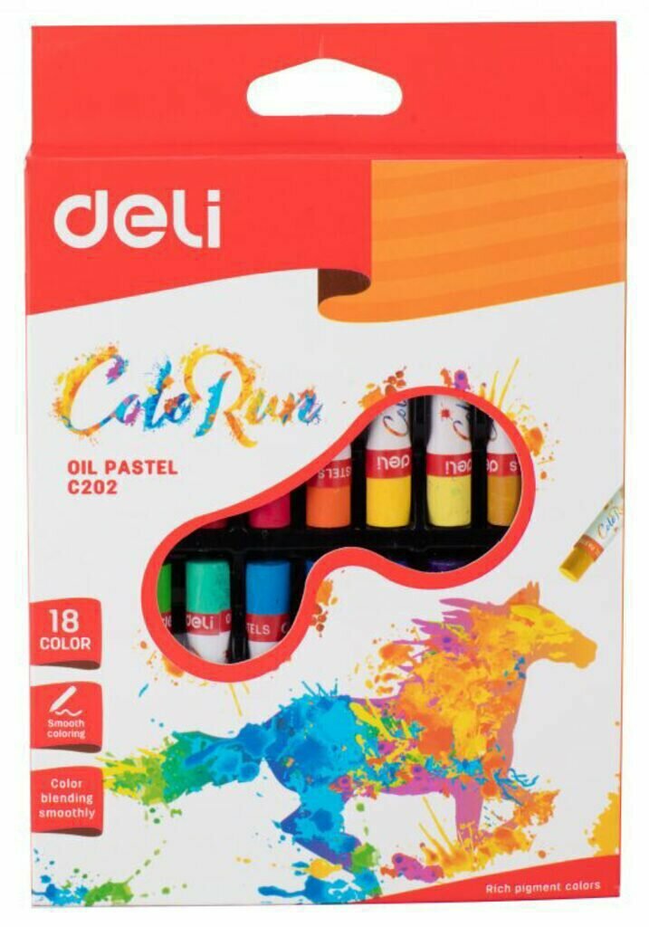 Пастель масляная Deli ColoRun 18цв, картон. кор./европод.