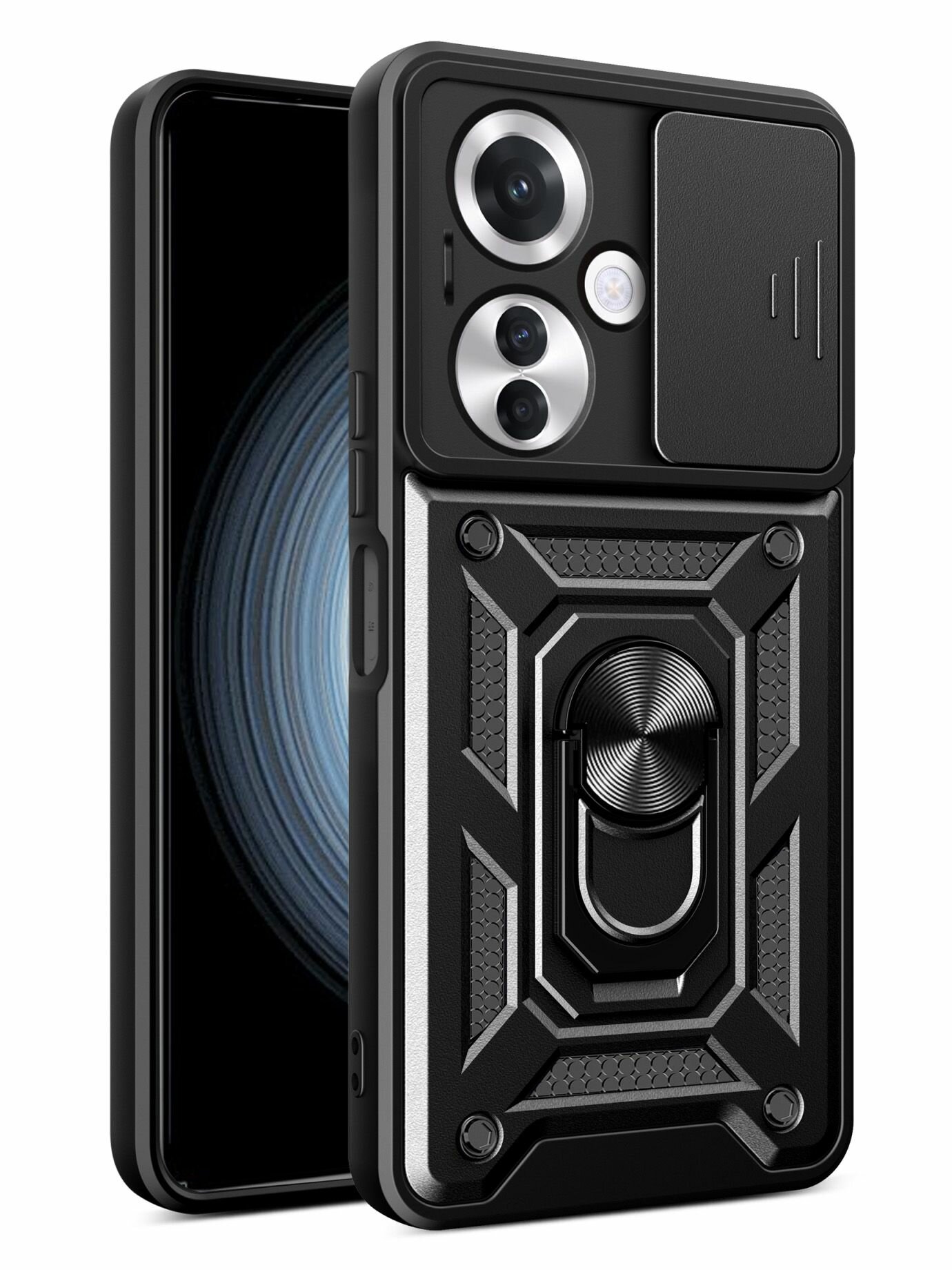 Чехол для Oppo Reno 11F / Оппо Рено 11Ф противоударный armors с защитой камеры (Черный)