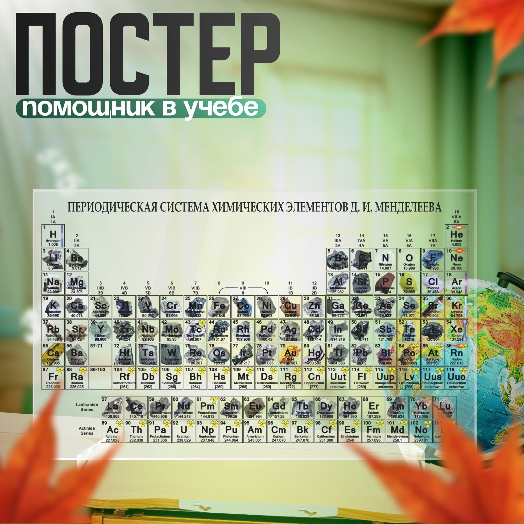 Обучающий плакат для школы таблица менделеева