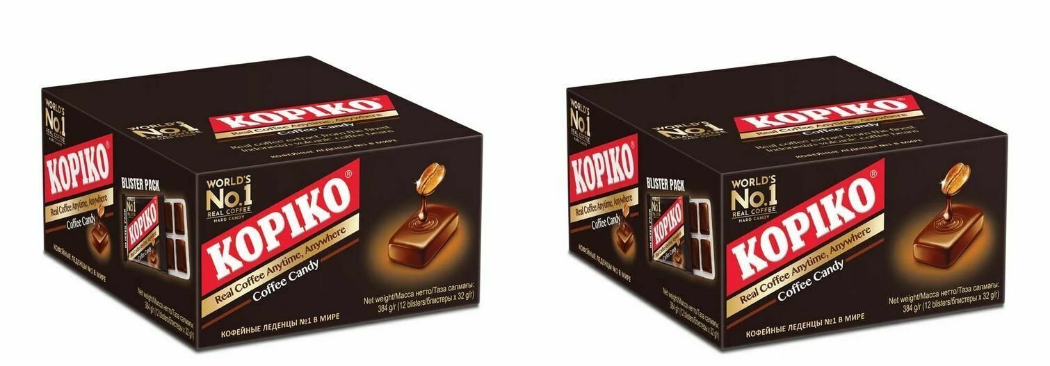 KOPIKO Леденцы кофейные Coffee Candy, 12 блистеров, 384 г, 2 уп