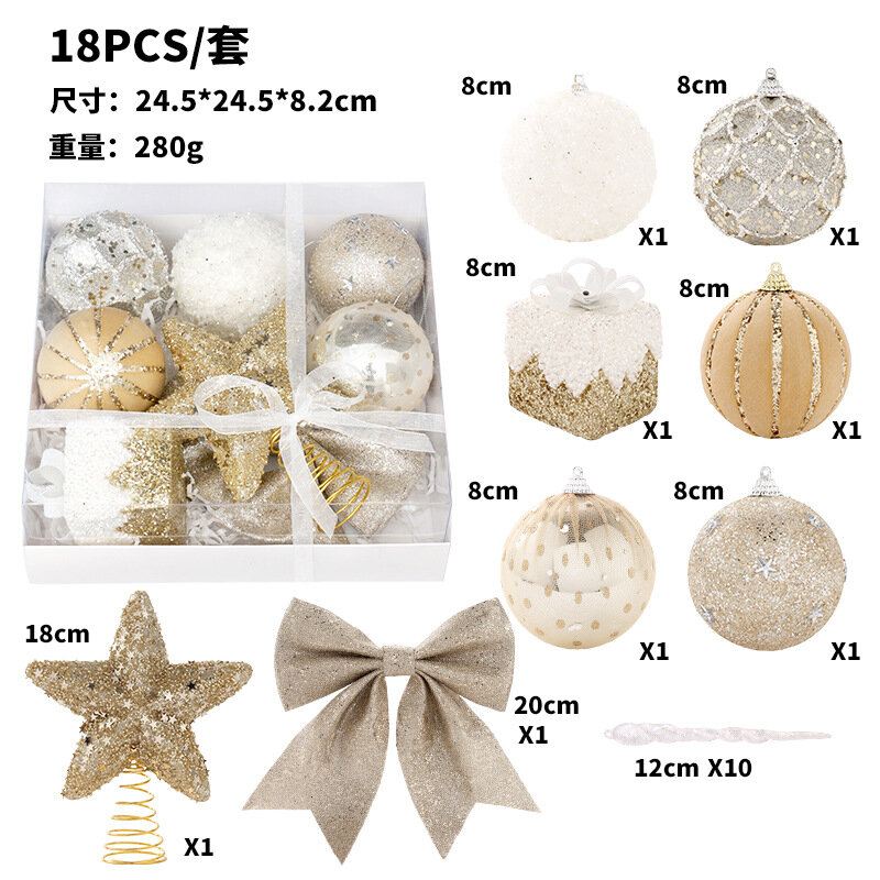 Адвент-календарь BINARY Platinum Boutique Foam Christmas Ball Tree Top Star Set, пластик, белое золото