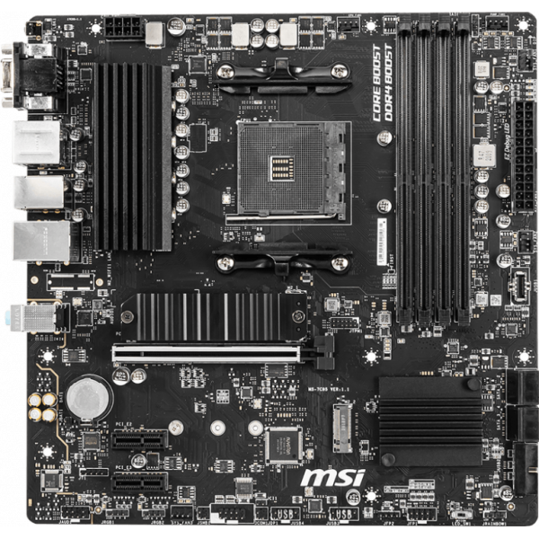 Материнская плата MSI B550M PRO-VDH, AM4, AMD B550, 4xDDR4, 4xSATA, 2xM.2, 1xPCIe 4.0 x16, DisplayPort, HDMI, D-Sub, 1x1Gb LAN, 3x3.5 мм, 7.1, microAT