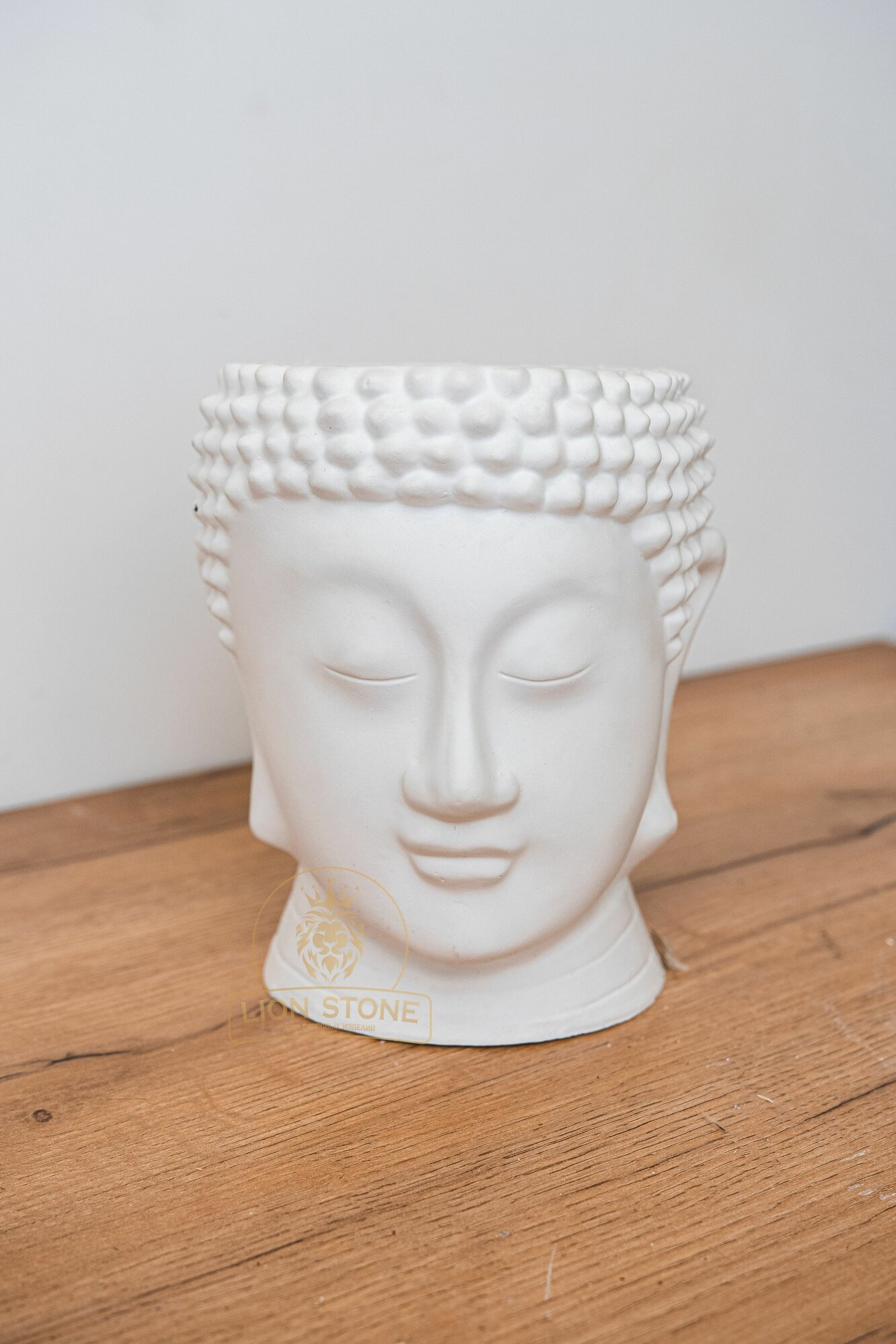 Кашпо "Будда", белый гипс, 18 см, настольное или на подоконнике, 1 штука в наборе