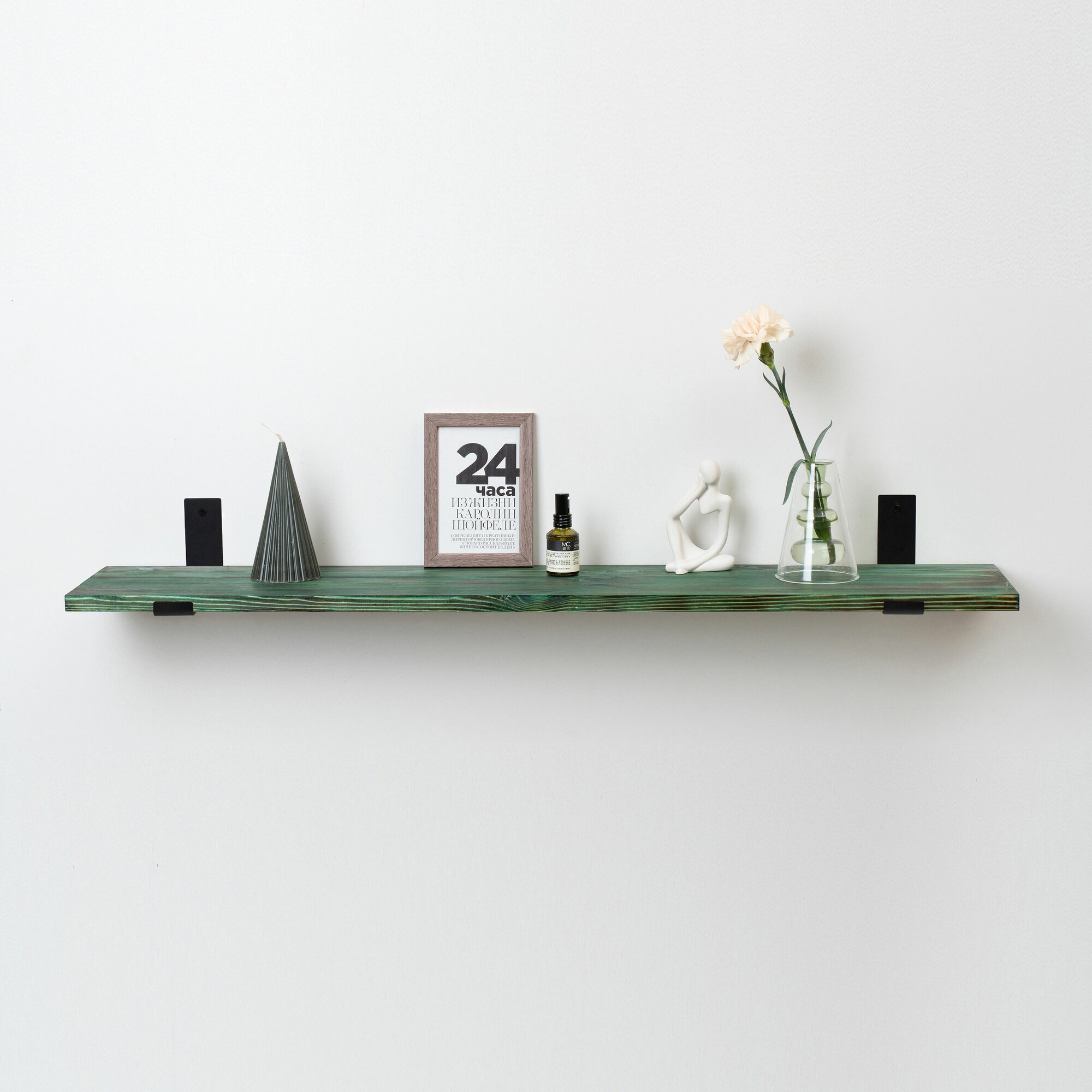 Полка настенная 120х20см Дуб Изумрудный без кронштейна