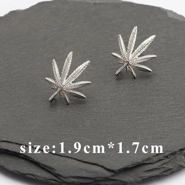 Серьги пусеты Cannabis, серебро, 1.9x1.7 см