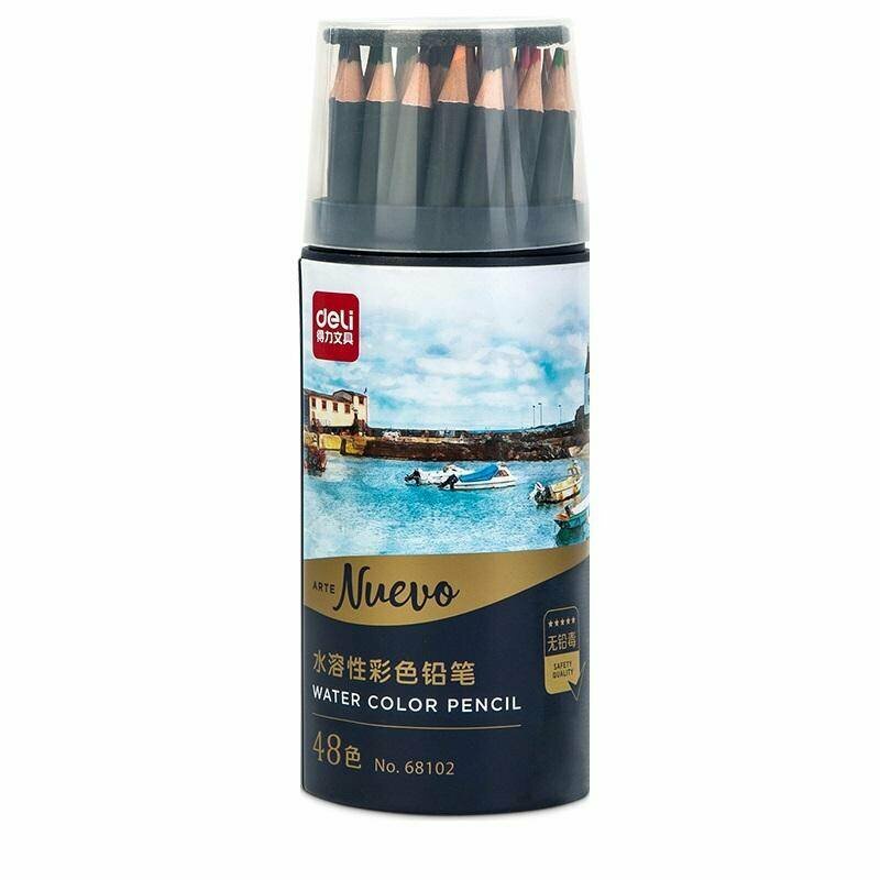 Карандаши акварельные Deli Arte Nuevo липа 48 цв/наб мет. туб. 68102