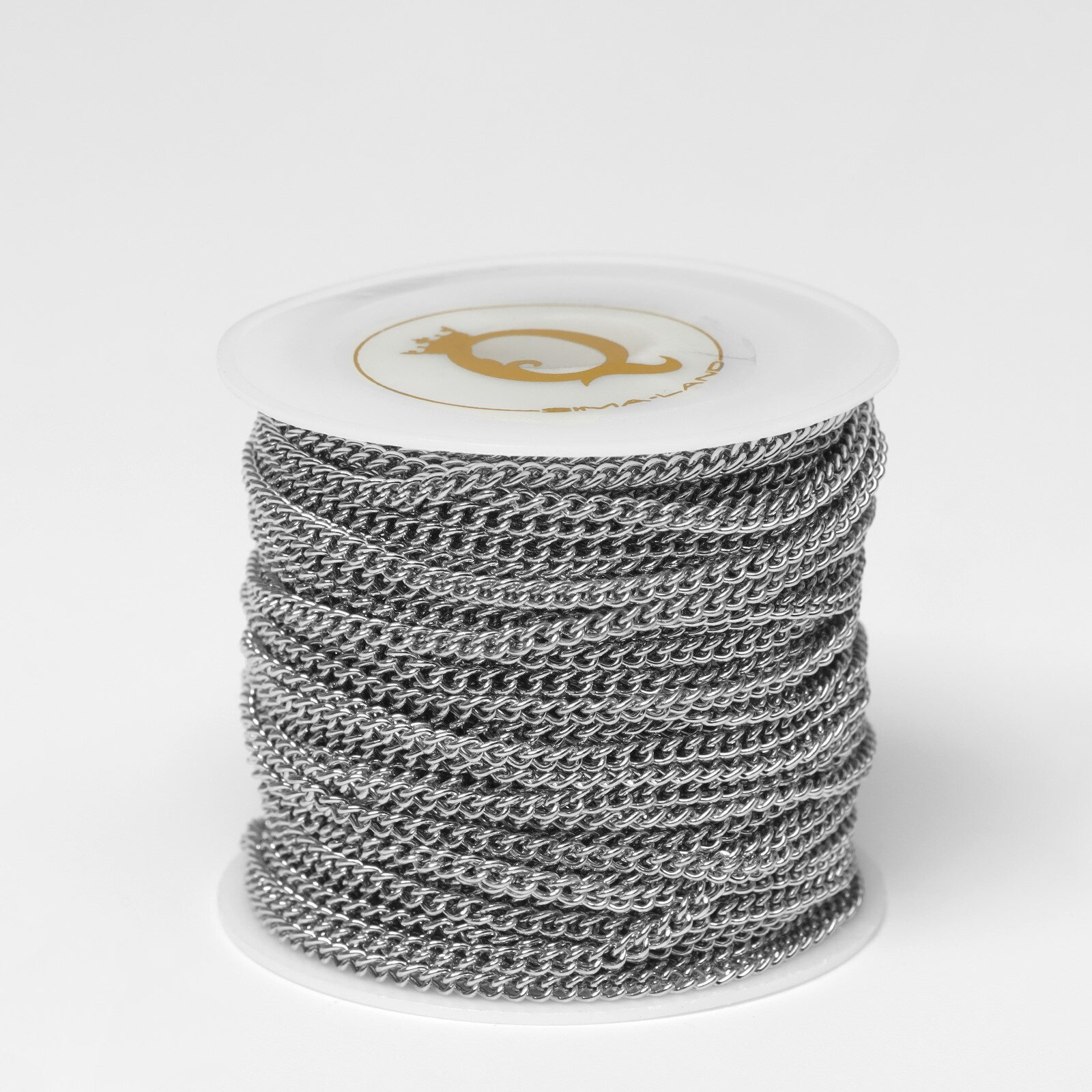 Цепочка железная без карабина на бобине, 0.11×0.11×0.1 см, L=10 м, сердце, цвет серебро